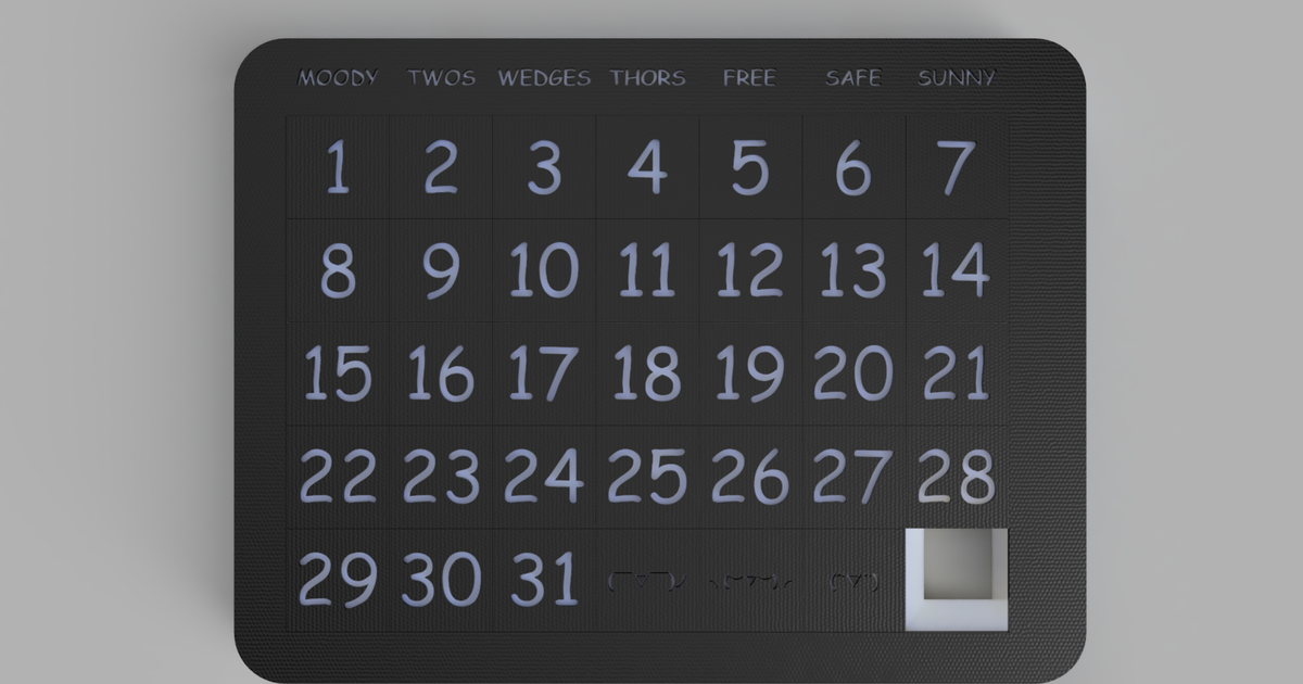 Slidey Calendar by Asraff Amzani | Download free STL model | Printables.com