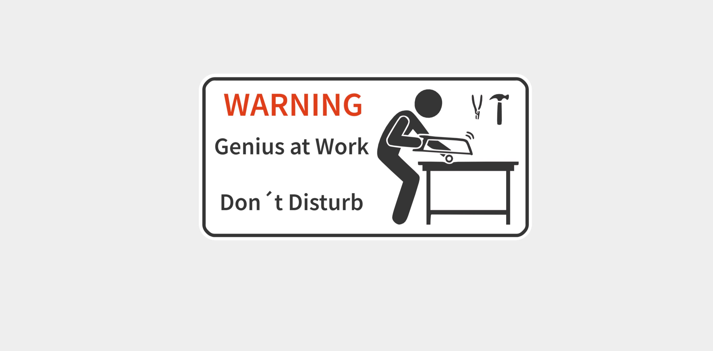 Sign Warning-Genius At Work por Heinzelmaennchen Werkstatt | Descargar ...
