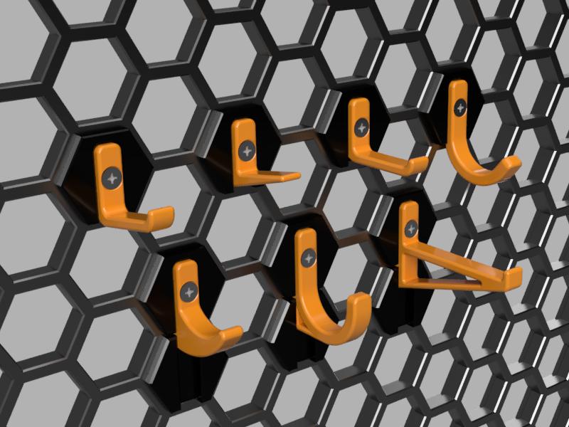 Hook set for the Honeycomb storage wall (HSW) by ORM | Download free STL model | Printables.com