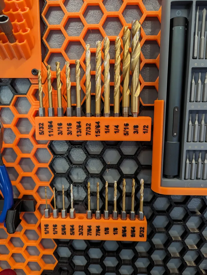 HSW Mildly Parametric Bit Holder with Text (Honeycomb Storage Wall) by TheProjectWheel ...