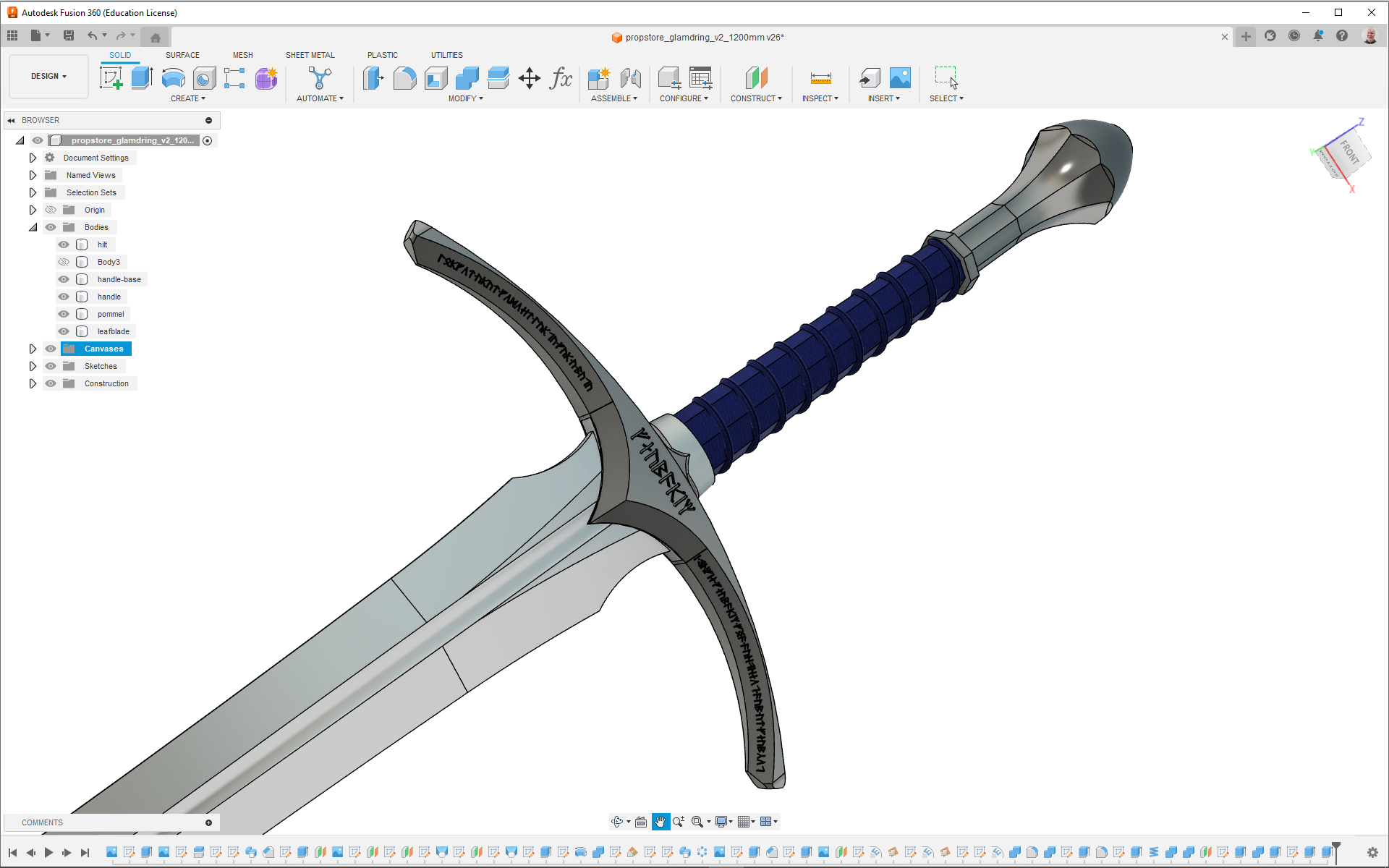 Glamdring - prop replica 1200mm by NiH | Download free STL model ...