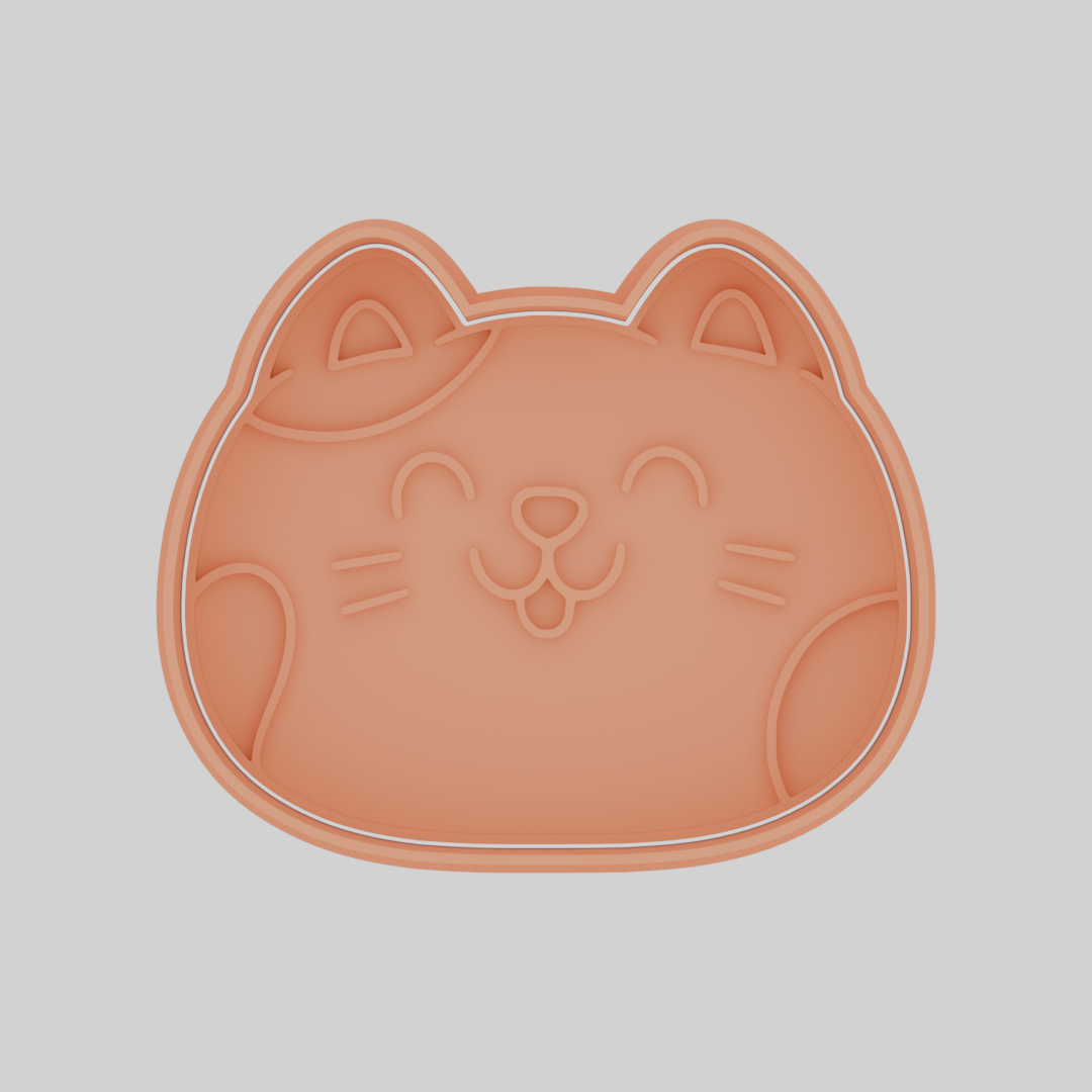 Cute cat face cookie cutter and stamp by pantevi _ | Download free STL ...