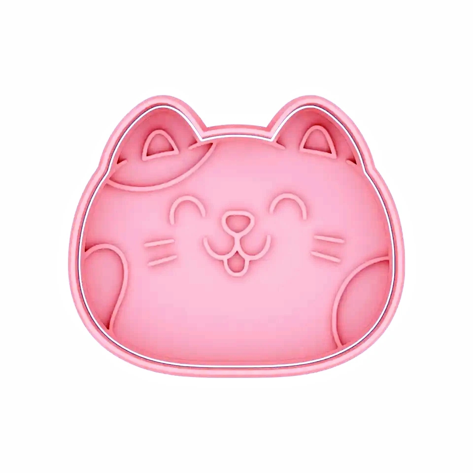 Cute cat face cookie cutter and stamp by pantevi _ | Download free STL ...