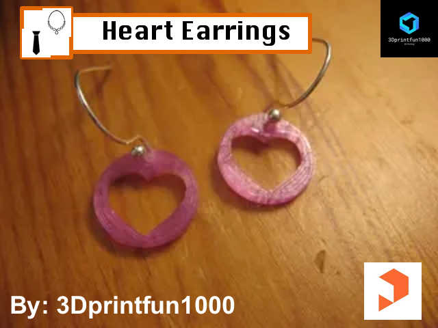 Heart Earrings by 3Dprintfun1000 | Download free STL model | Printables.com