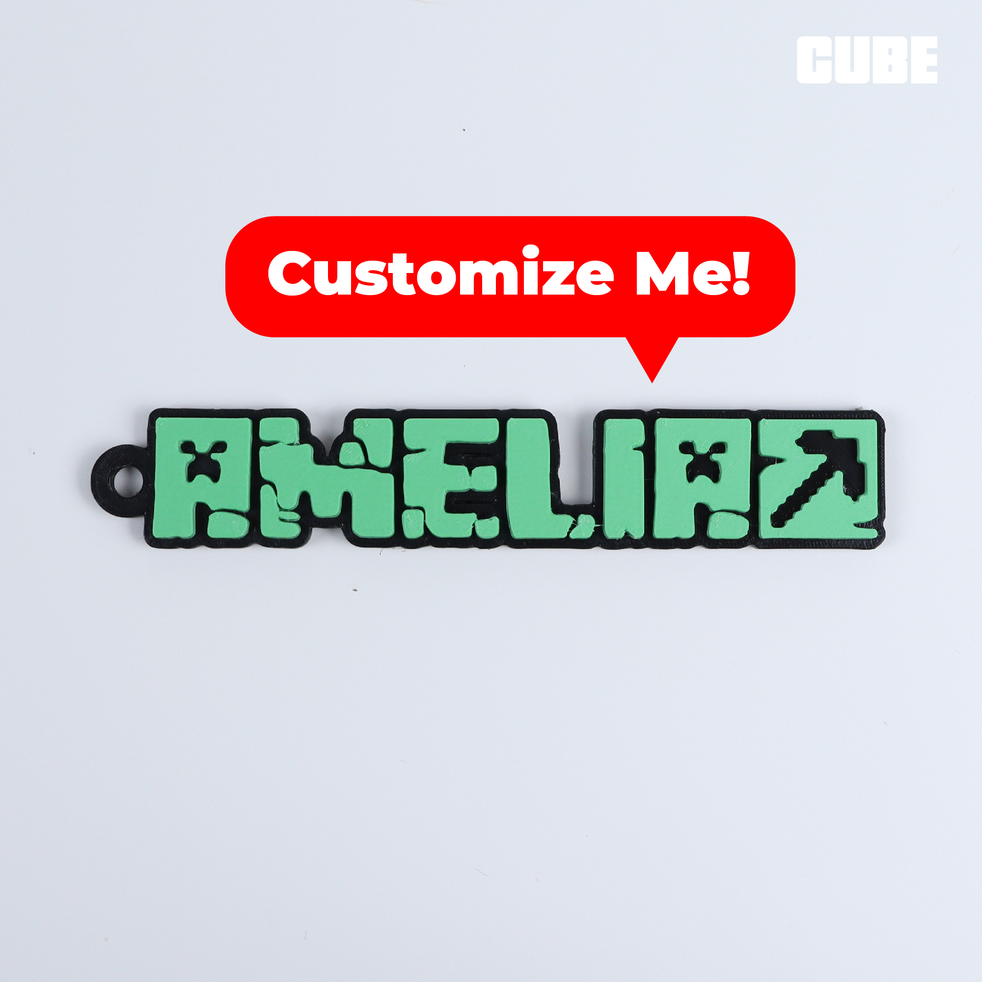 MINECRAFT Customizable Keychain by CUBE3DWORLD | Printables Store