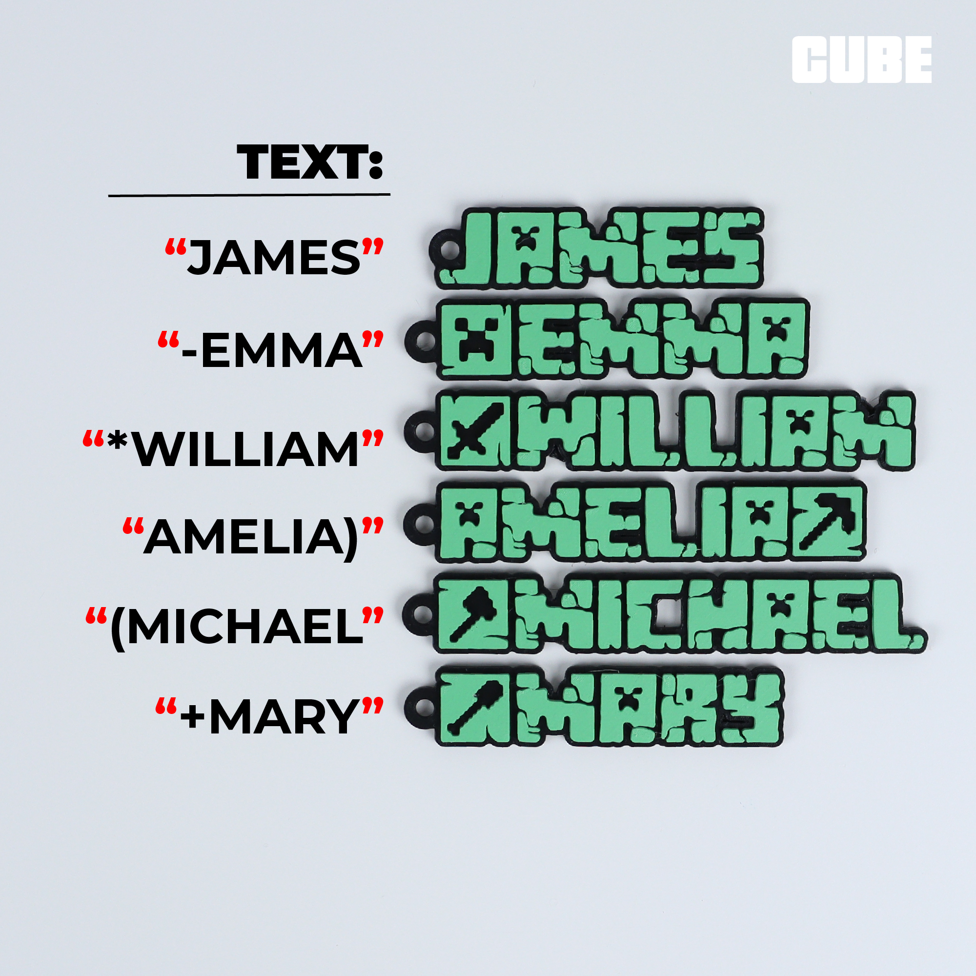 MINECRAFT Customizable Keychain by CUBE3DWORLD | Printables Store