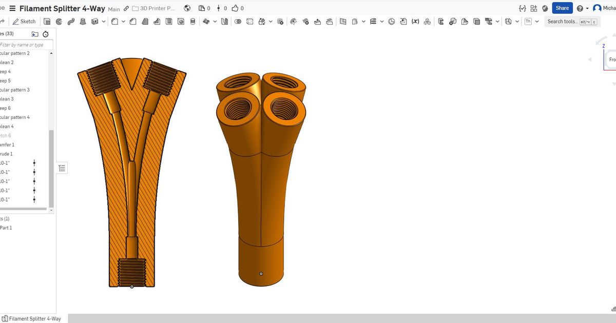 filament splitter 4-way von Michael Schmitz | Kostenloses STL-Modell ...
