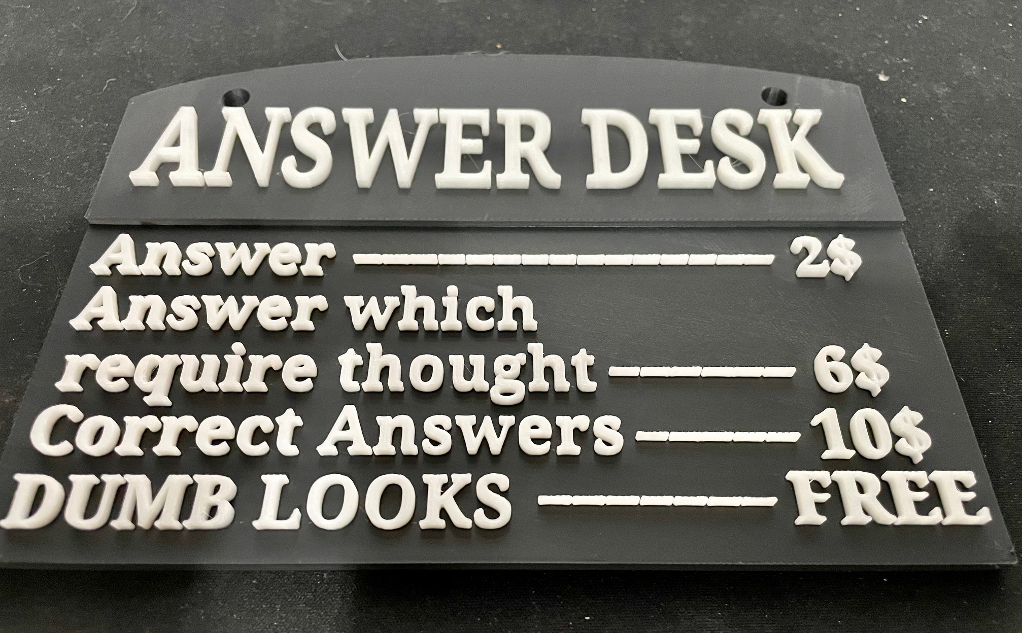 Answer Desk sign in black and white by Peter Webb | Download free STL ...