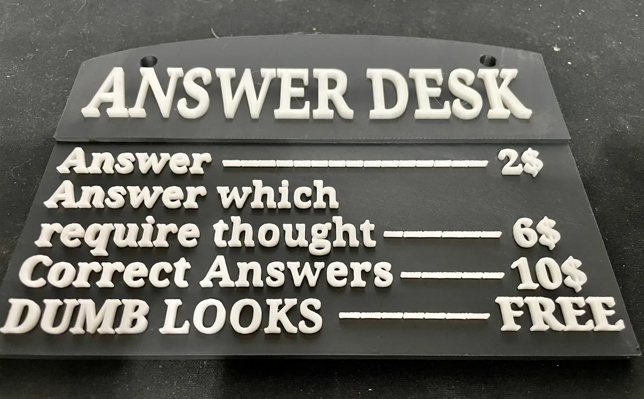 Answer Desk sign in black and white by Peter Webb | Download free STL ...