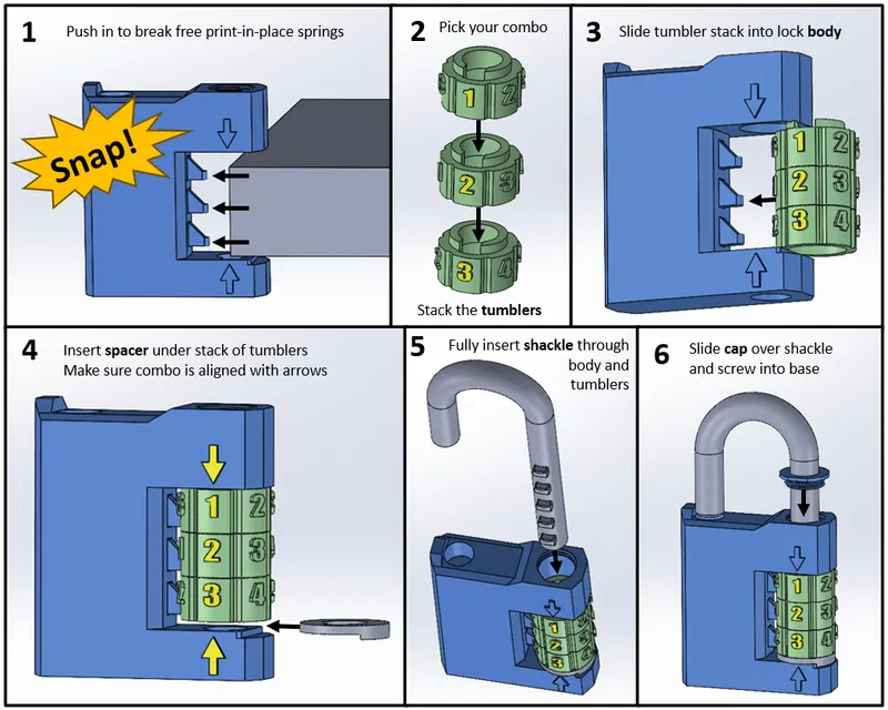 Combination Padlock v2 by BCaron | Download free STL model | Printables.com
