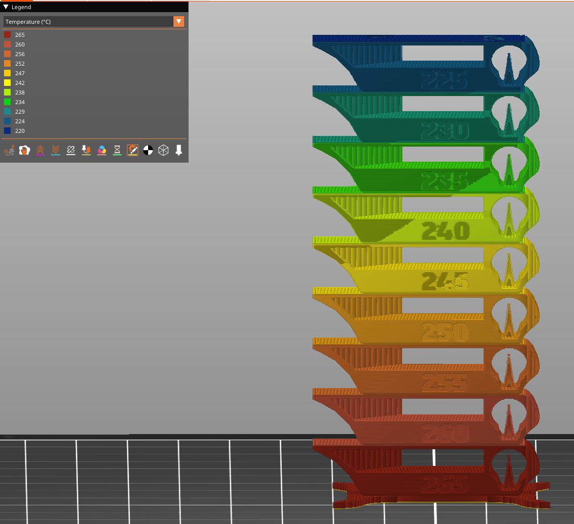 Graded Temperature tower for PLA, PLA PLUS, and PETG on the Prusa XL ...