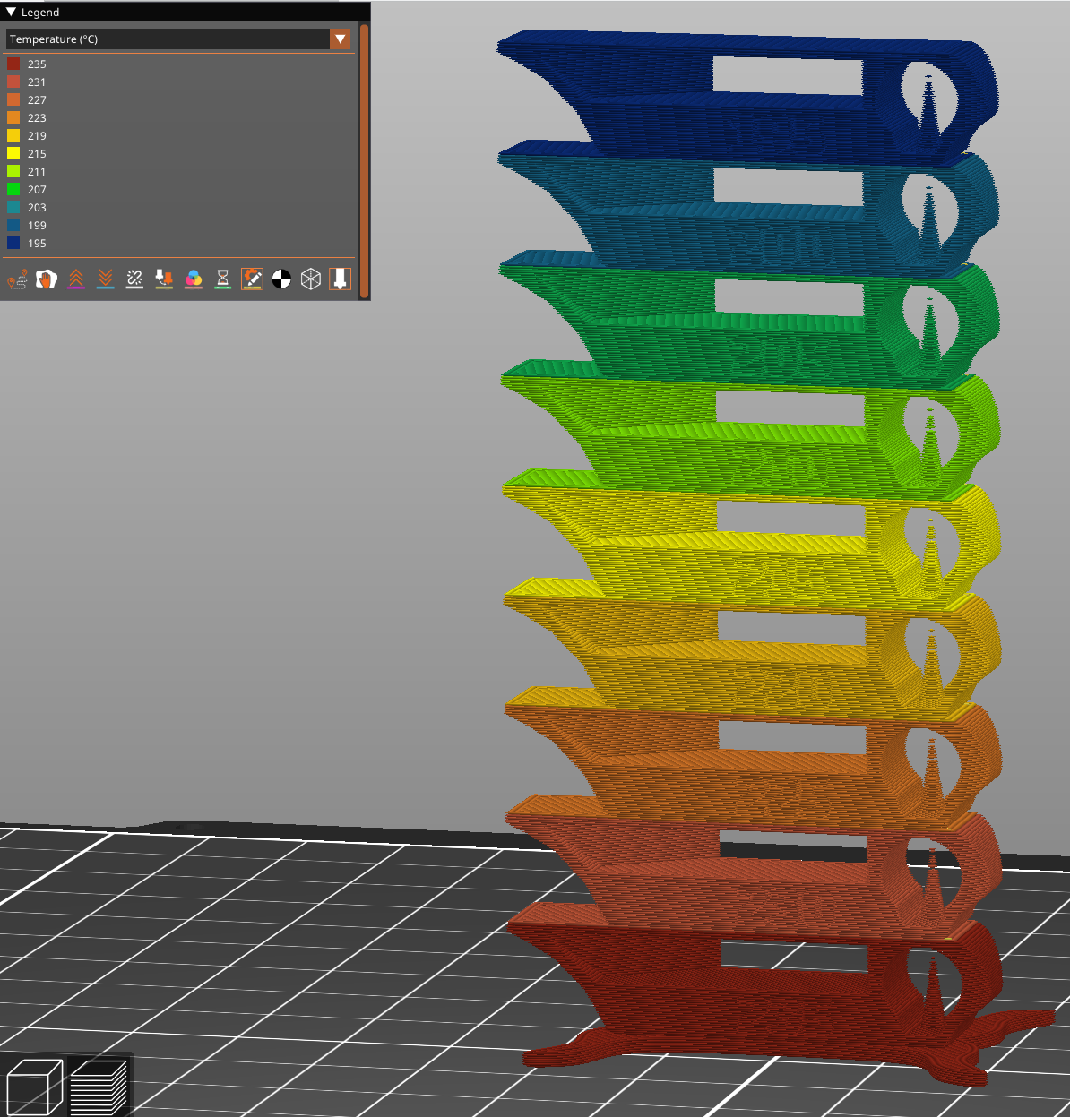 Graded Temperature tower for PLA, PLA PLUS, and PETG on the Prusa XL ...
