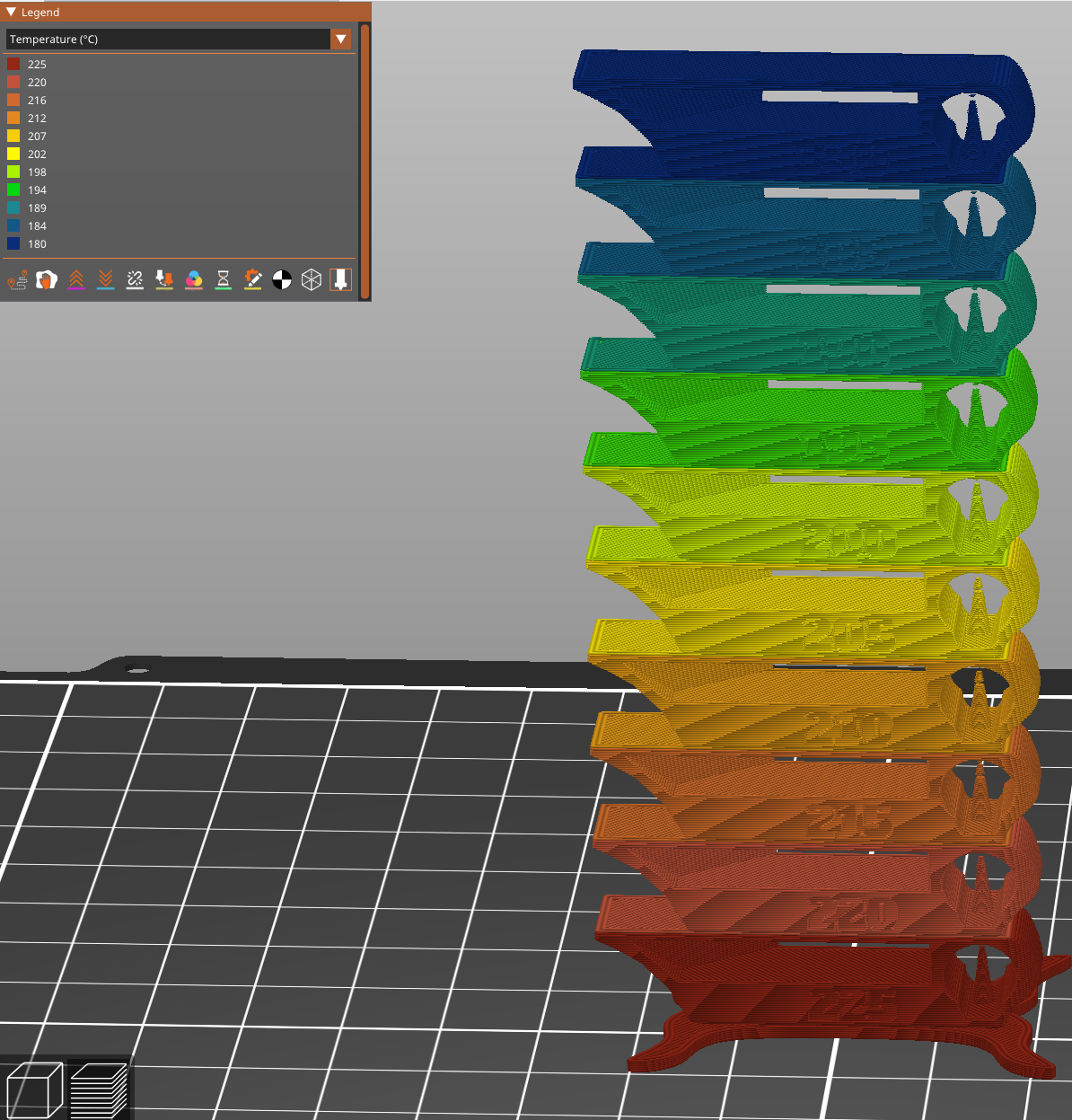 Graded Temperature tower for PLA, PLA PLUS, and PETG on the Prusa XL ...