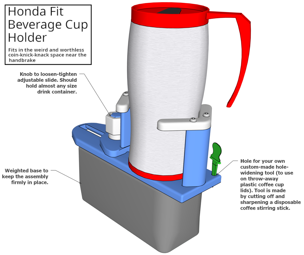 Honda Fit Adjustable Cup Holder (and Pen Holder) von dyeater ...