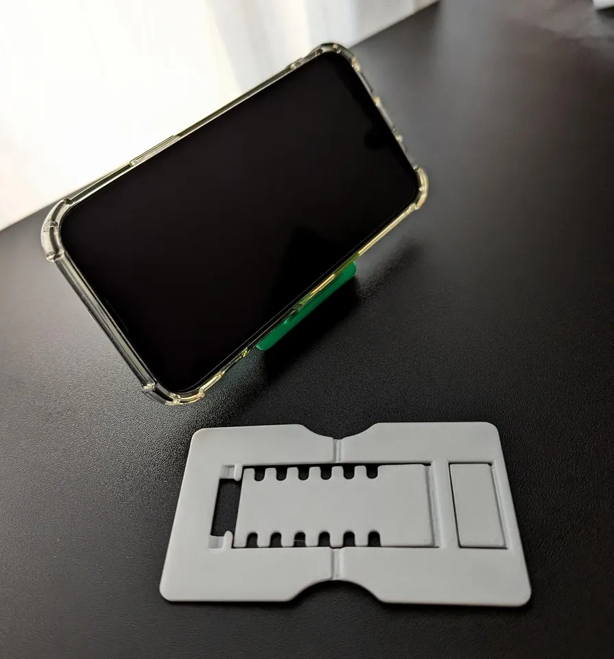 Ultra-thin credit-card sized phone stand (print-in-place). Only 5g of ...
