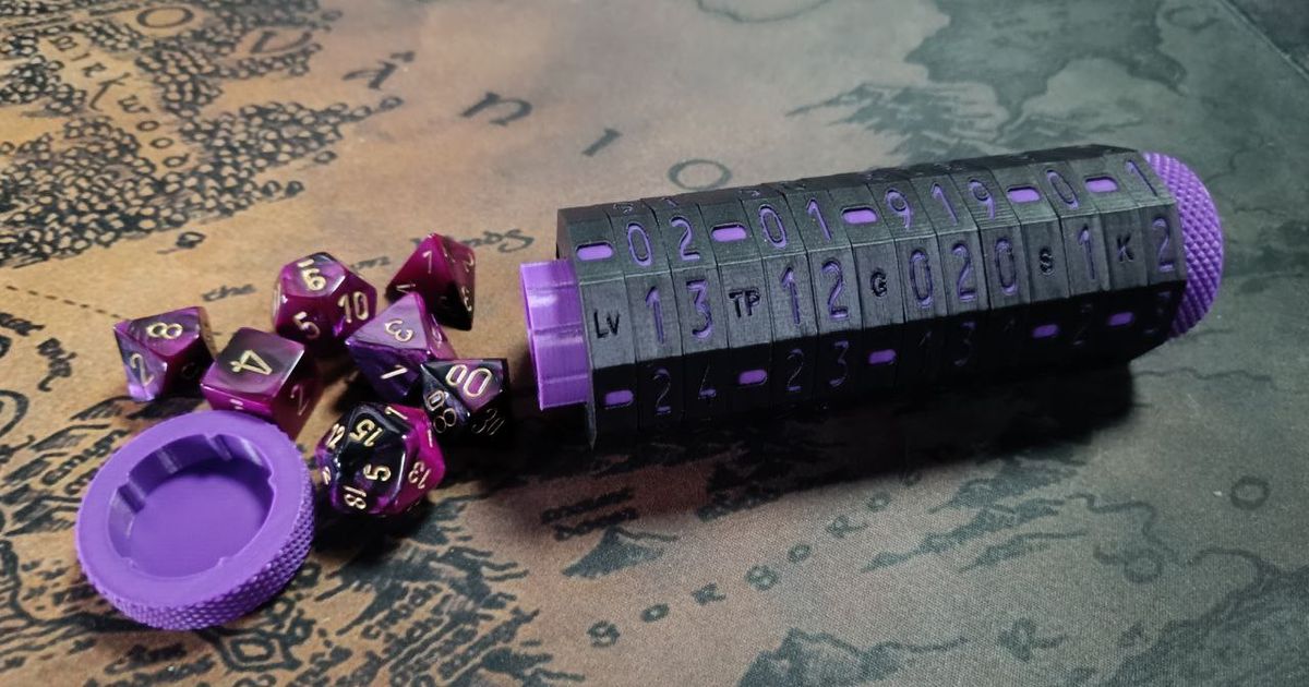 DnD/Tabletop lv, HP and Gold Counter by GamerForge | Download free STL ...