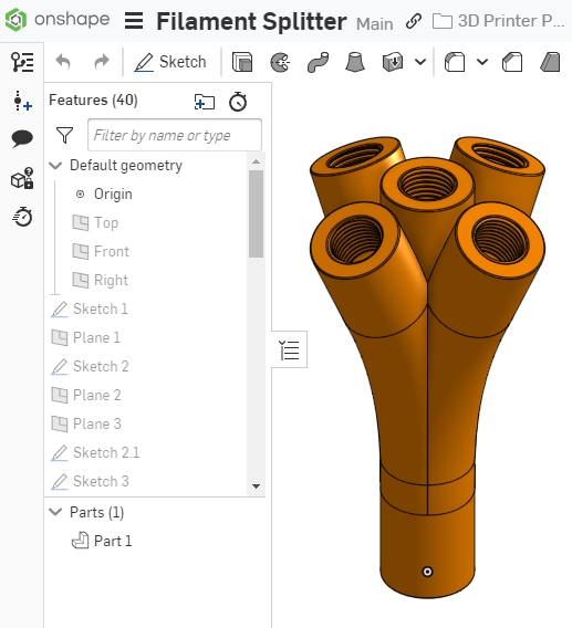 filament splitter 5-way by Michael Schmitz | Download free STL model | Printables.com