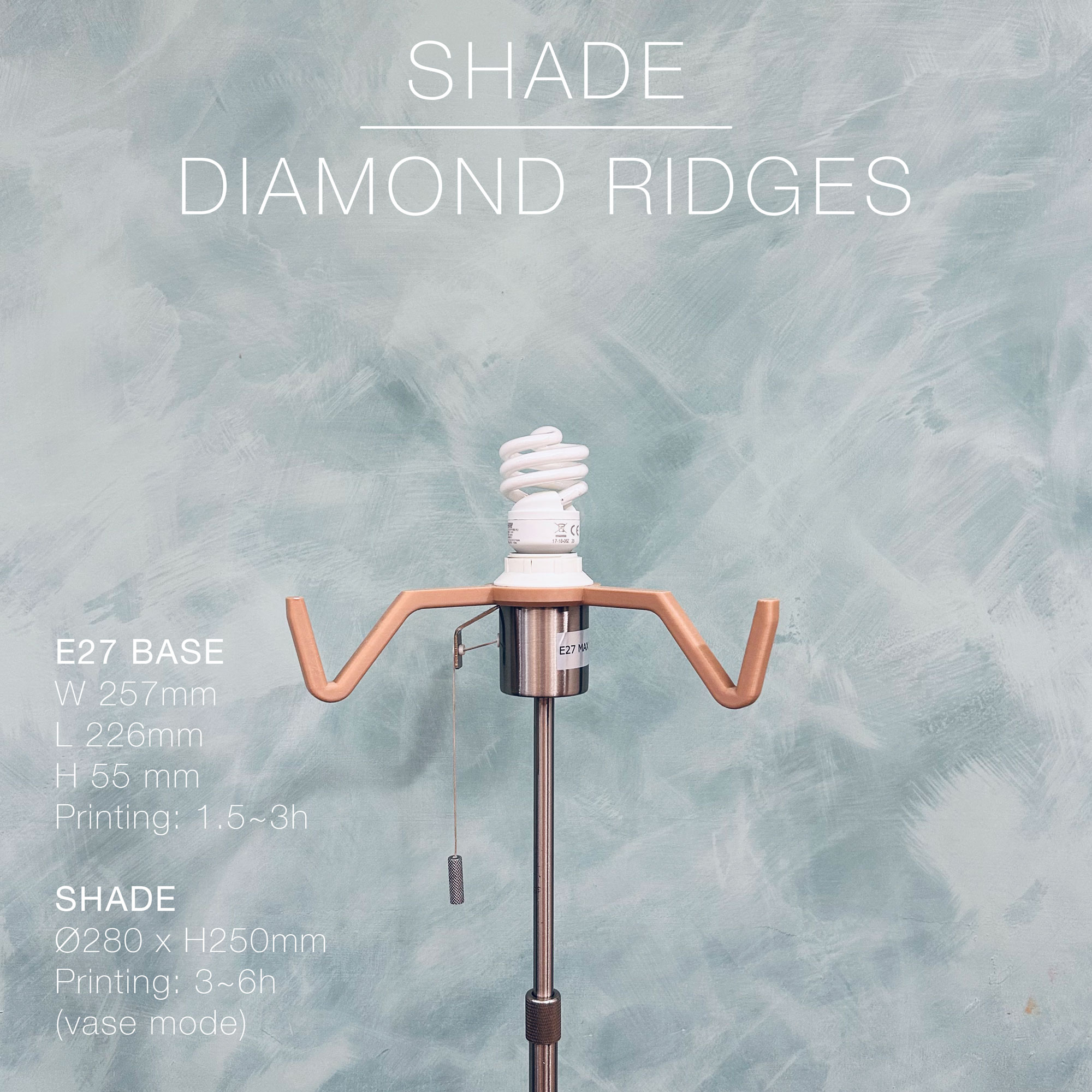 DIAMOND RIDGES | E27 Lamp Shade & base by Charles Regaud | Printables Store