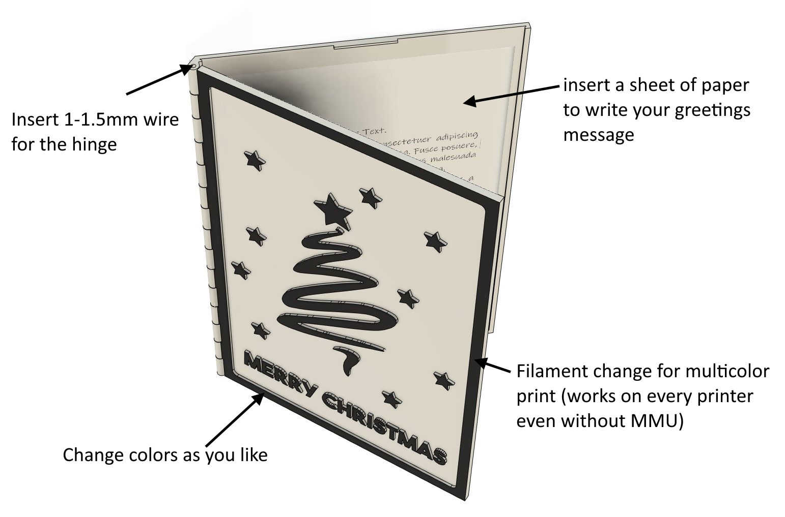 Multicolor printable Christmas Card + Version for own Design (SVG ...