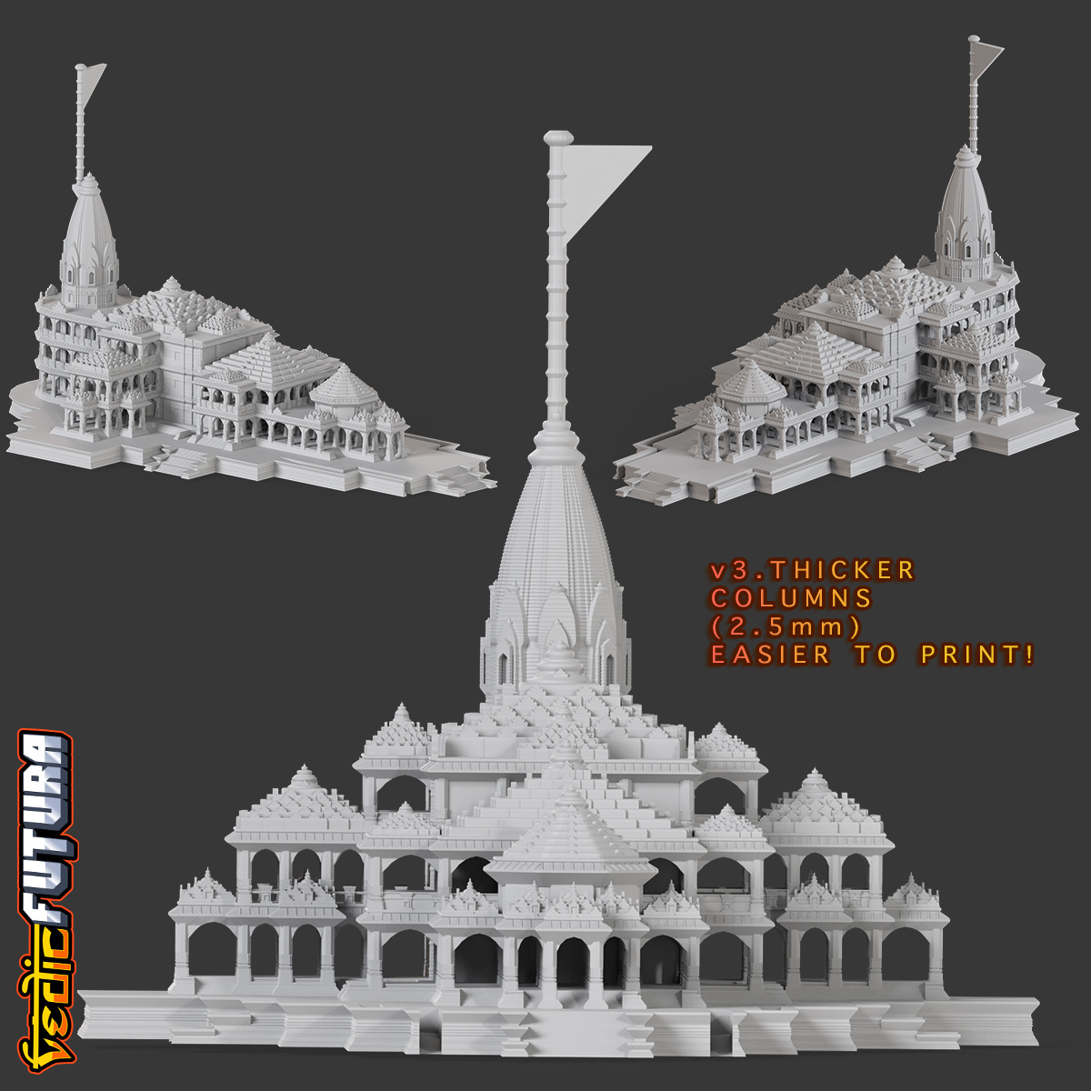 [New Version!] Ayodhya Ram Temple - No Supports Required! Easy Print! by VedicFutura | Download ...