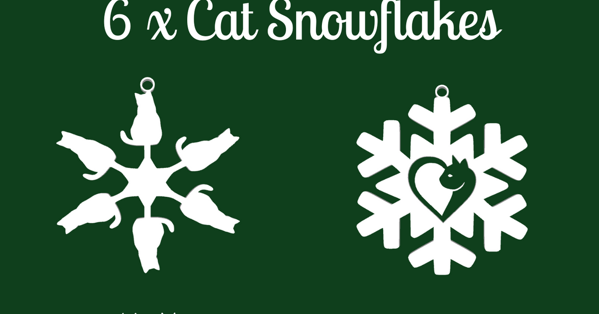 6 x Cat Snowflakes for Christmas Tree by 3D Elf | Download free STL ...