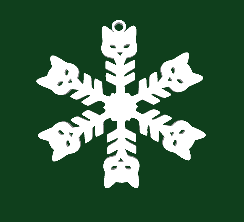 6 x Cat Snowflakes for Christmas Tree by 3D Elf | Download free STL ...