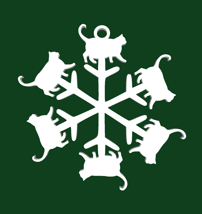 6 x Cat Snowflakes for Christmas Tree by 3D Elf | Download free STL ...