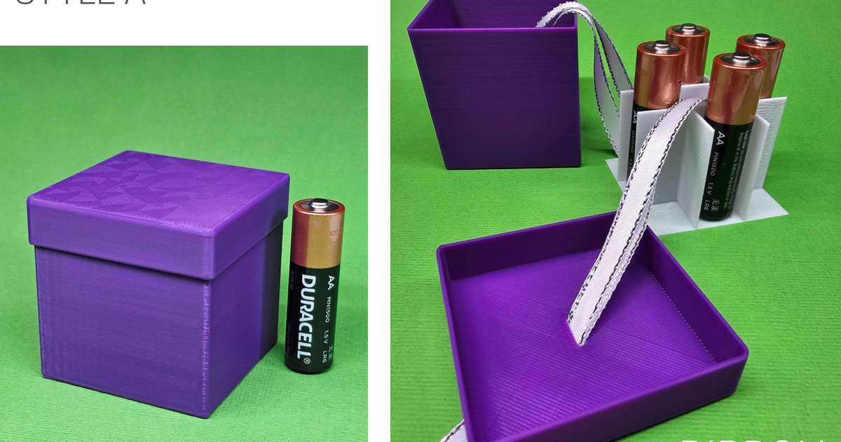 Boxes - Style A | Sized for AA batteries | Basic Box & Ribbon Gift Box ...