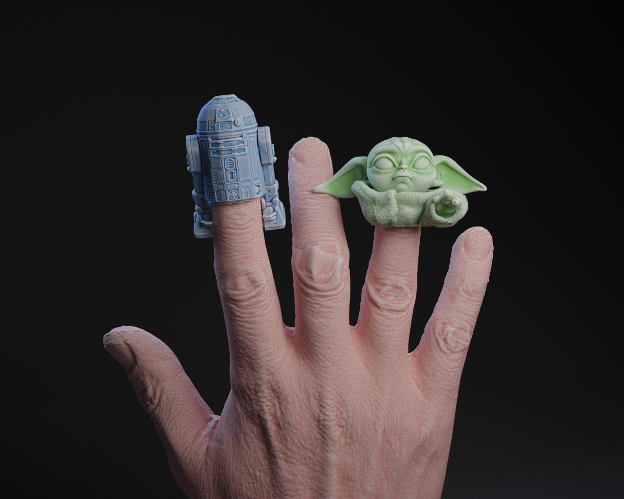 Baby Grogu and R2 Finger Puppets by Peter Farell | Download free STL model | Printables.com
