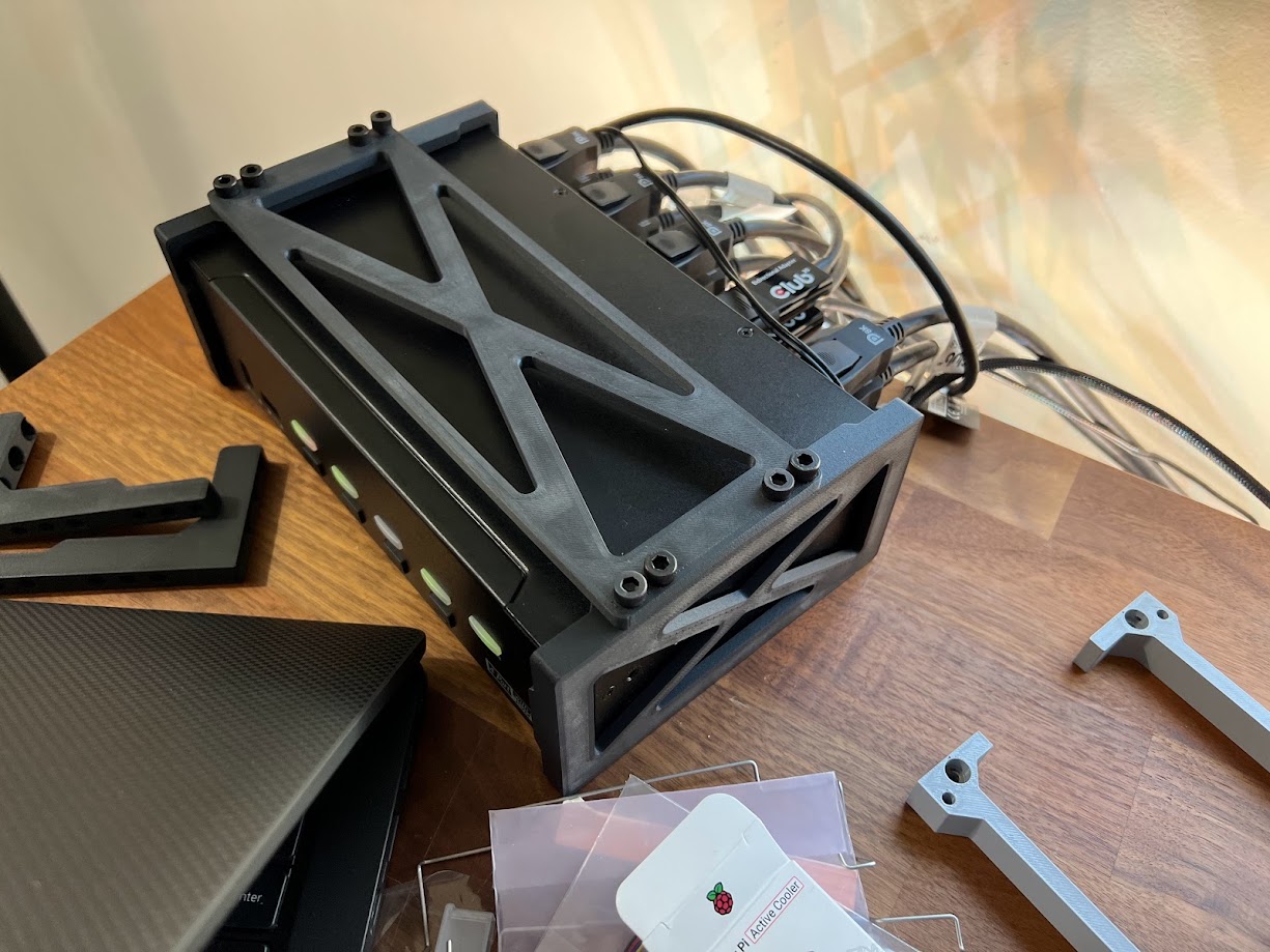 doscher.com desk mount for the Level 1 Techs 4 PC, 2 Display KVM by ...