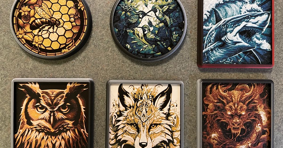 Animal Coasters - HueForge by Large Cat | Download free STL model ...