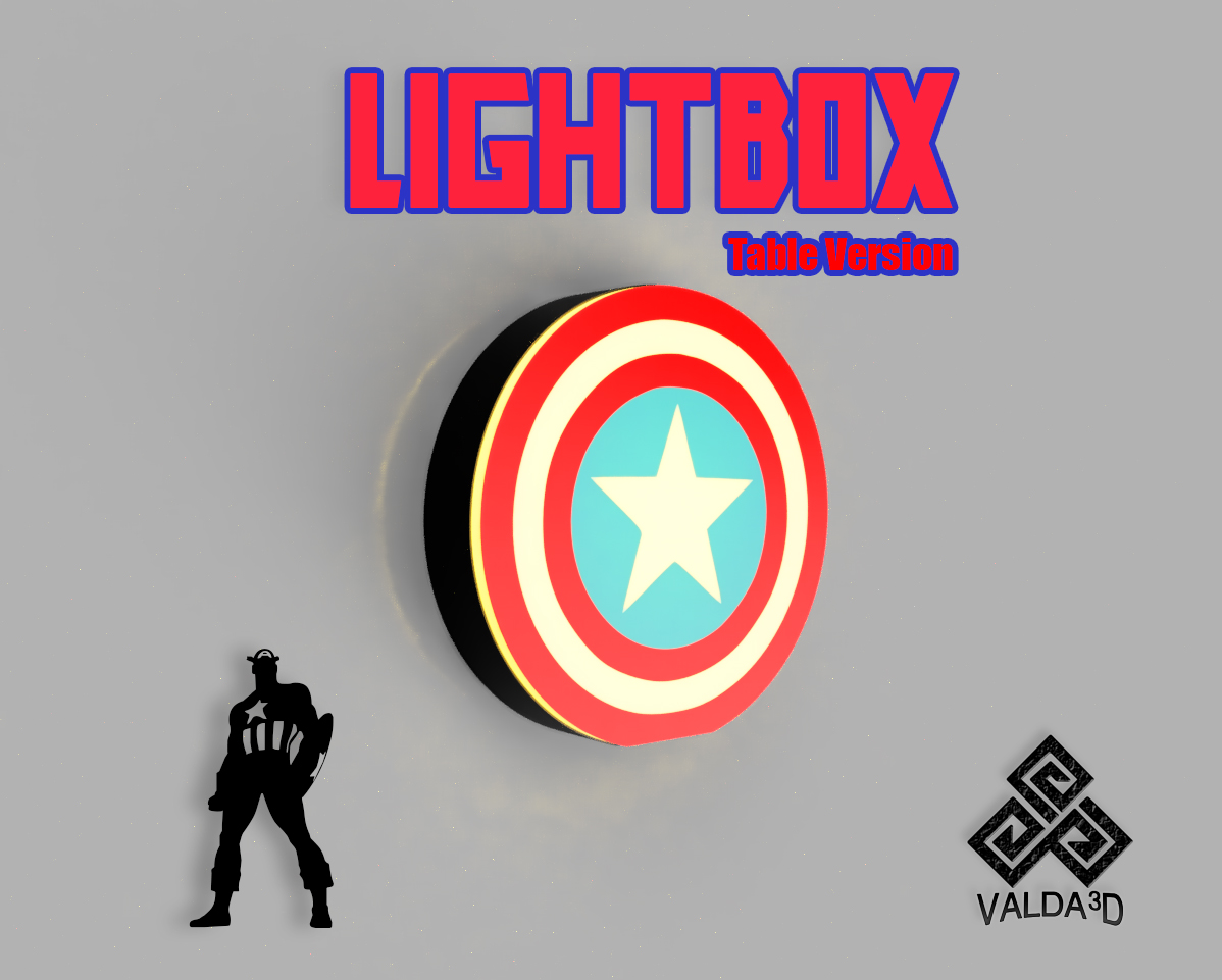Captain America Shield Lightbox - Led Lamp by Valda3D | Download free ...