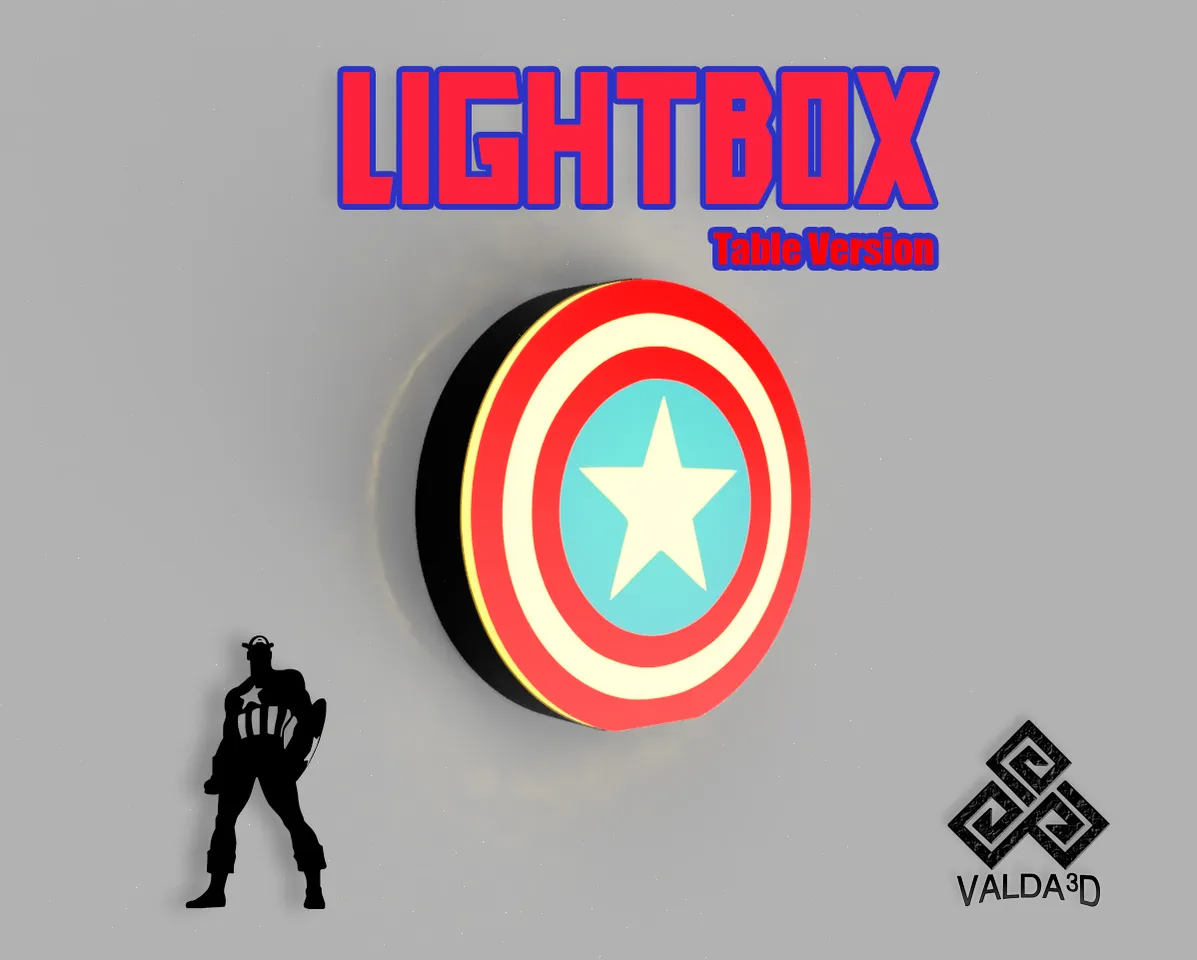 Captain America Shield Lightbox - Led Lamp by Valda3D | Download free ...