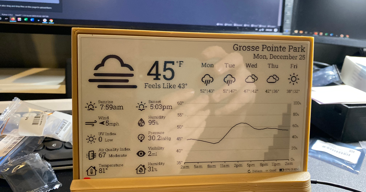 Base and Display Holder for ESP-32 E-Paper Weather Display autorstwa PJ ...