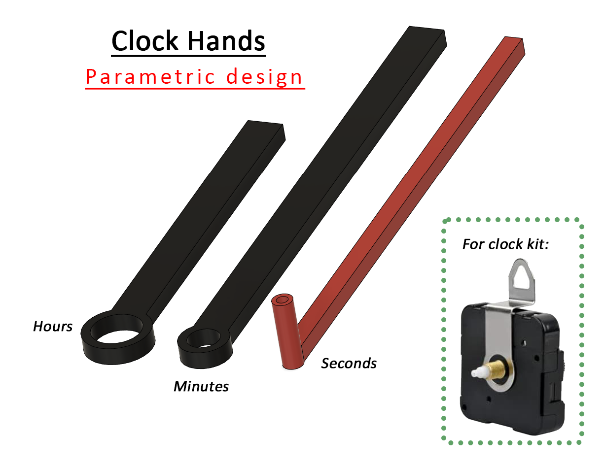 Clock (Kit) Hands (Parametric) by mosselini1 | Download free STL model ...