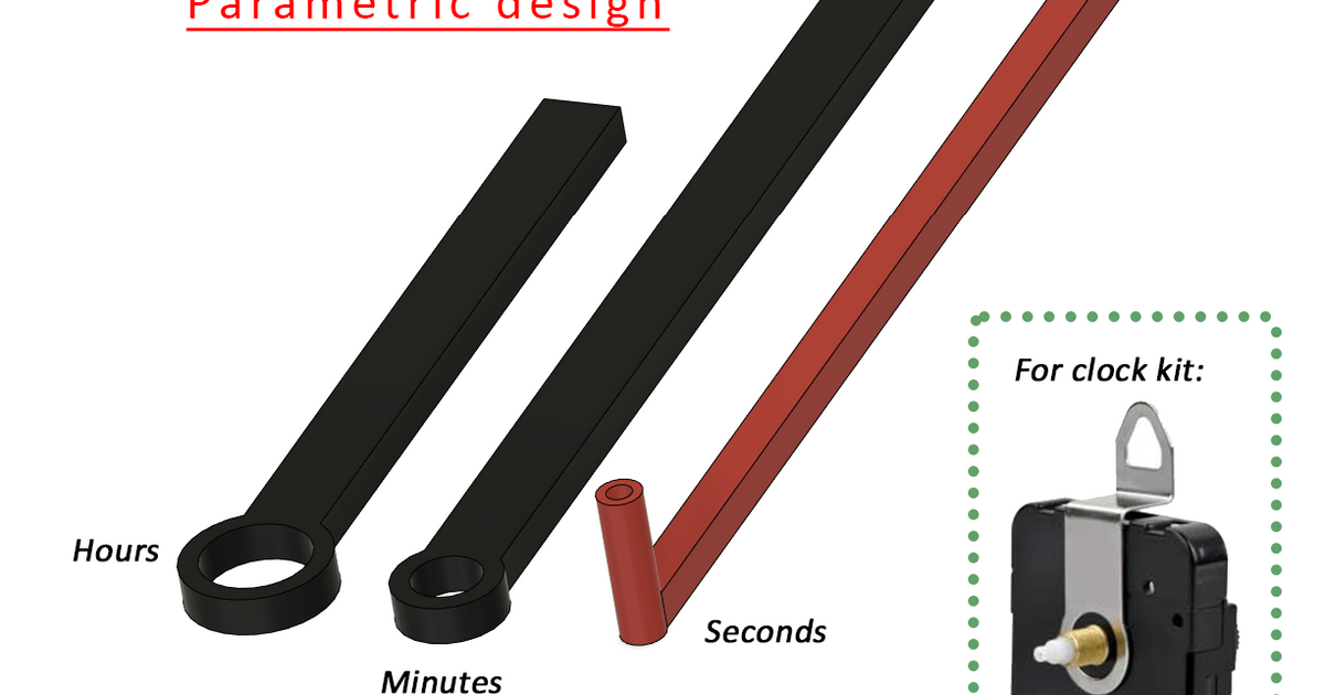 Clock (Kit) Hands (Parametric) by mosselini1 | Download free STL model ...