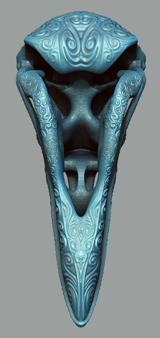 Decorative Intricate Filigree Scroll Work Carved Sculpted Raven Skull ...