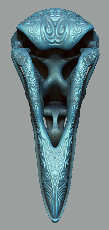 Decorative Intricate Filigree Scroll Work Carved Sculpted Raven Skull ...