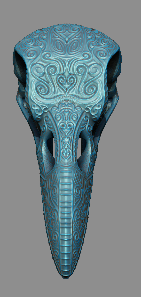 Decorative Intricate Filigree Scroll Work Carved Sculpted Raven Skull ...