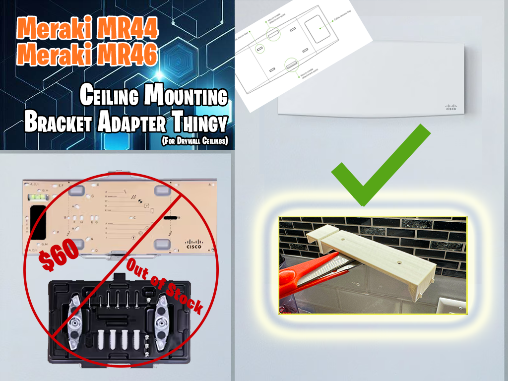 Meraki MR44 / MR46 Ceiling Mount Bracket Adapter Thingy by jackharvest ...
