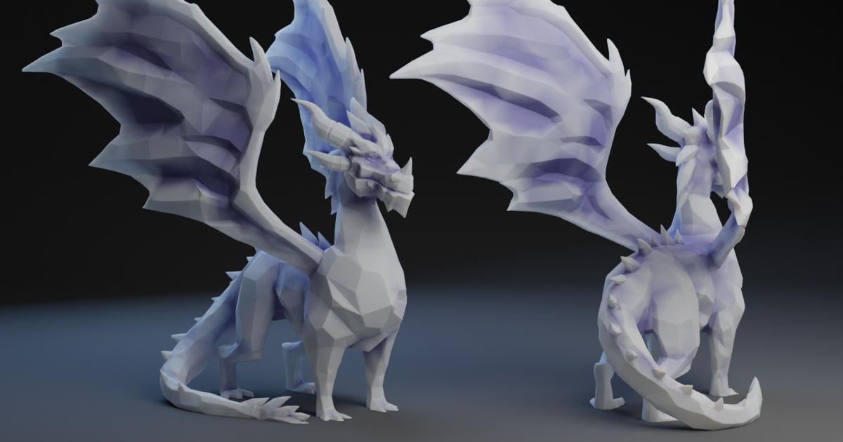 Low Poly Dragon von Peter Farell | Kostenloses STL-Modell herunterladen ...