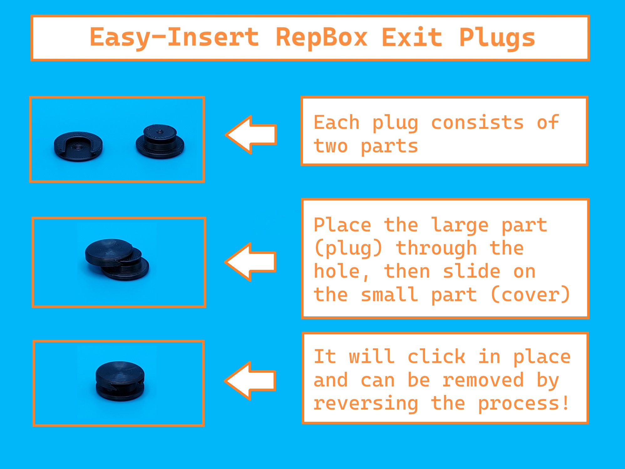 Easy-Insert RepBox Exit Plugs por Phil Caruso | Descargar modelo STL ...