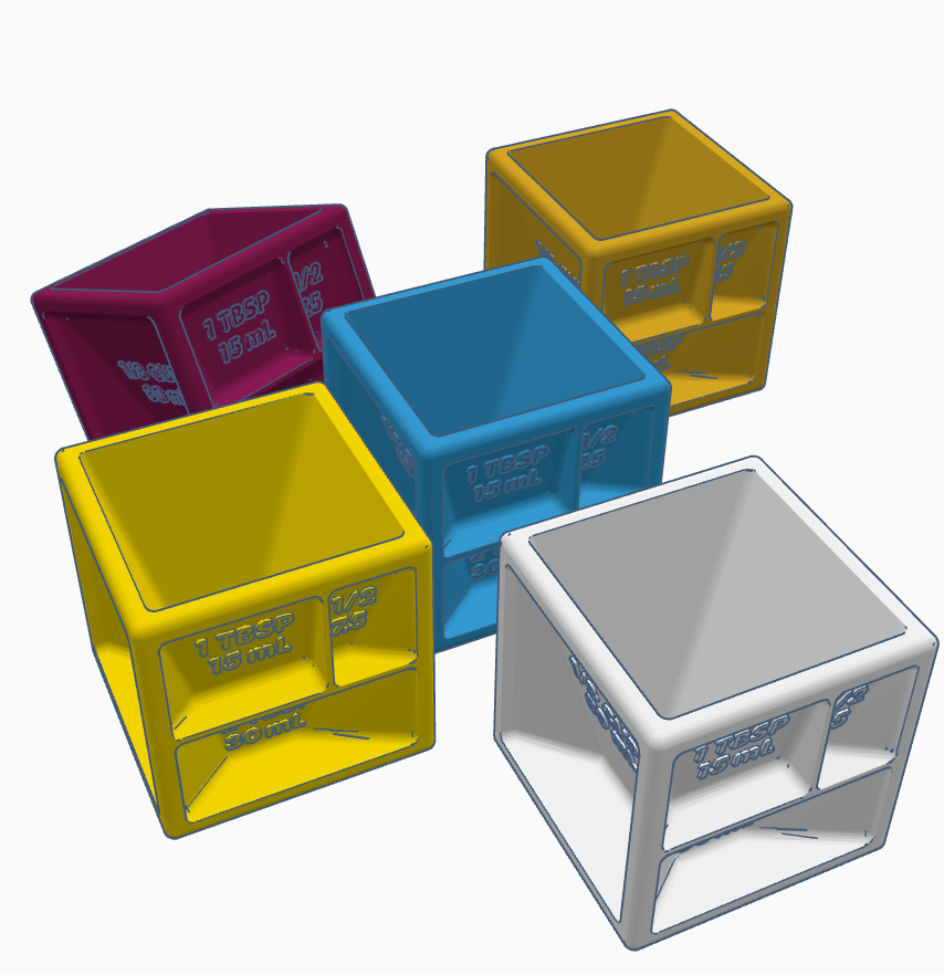 Measuring Cube From 1/4 tsp to 1 Cup by FastPrint | Download free STL ...