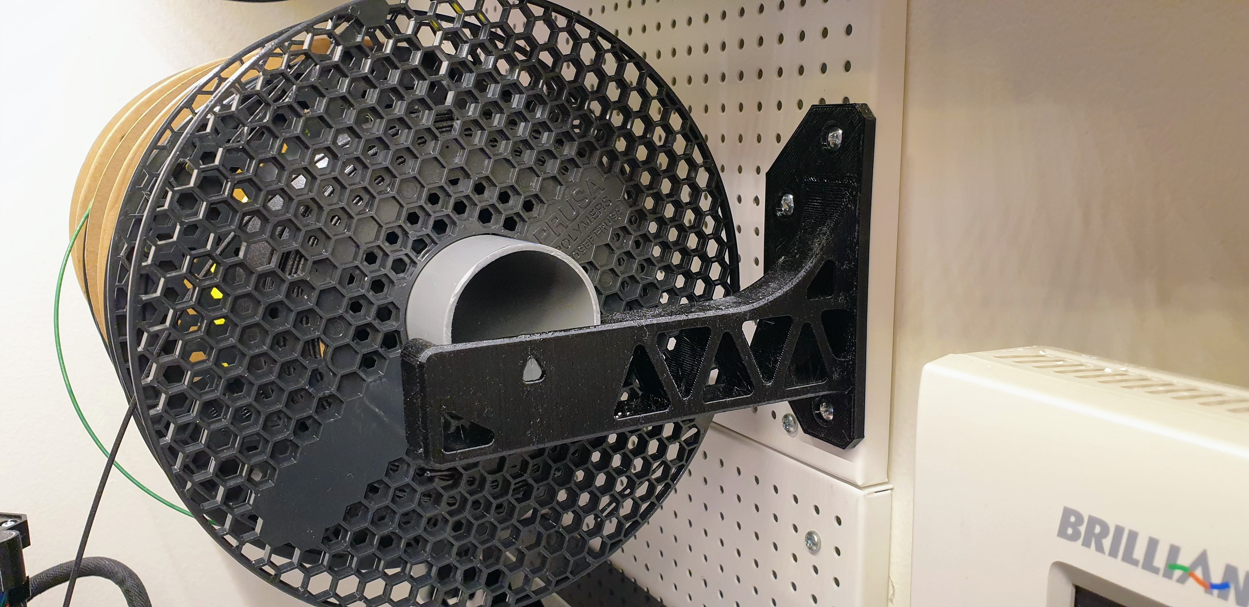 Filament spool holder bracket for 12 mm pegboard or wall mounting by ...