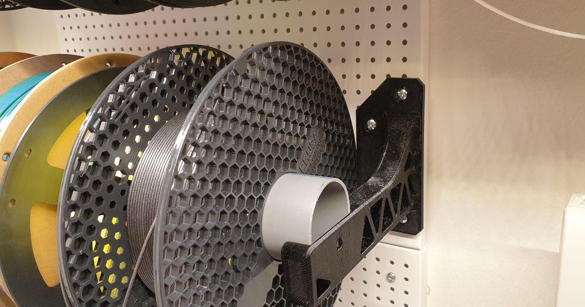Filament spool holder bracket for 12 mm pegboard or wall mounting by ...