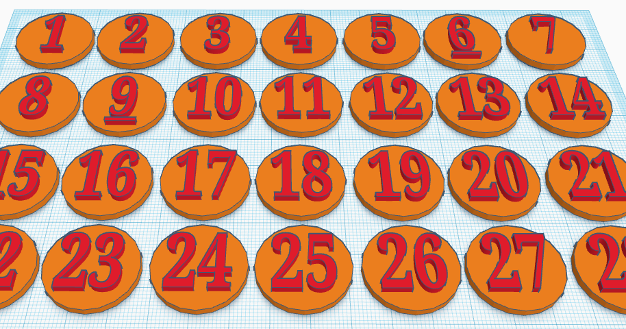 Tokens 1-28 25mm by stroztech | Download free STL model | Printables.com