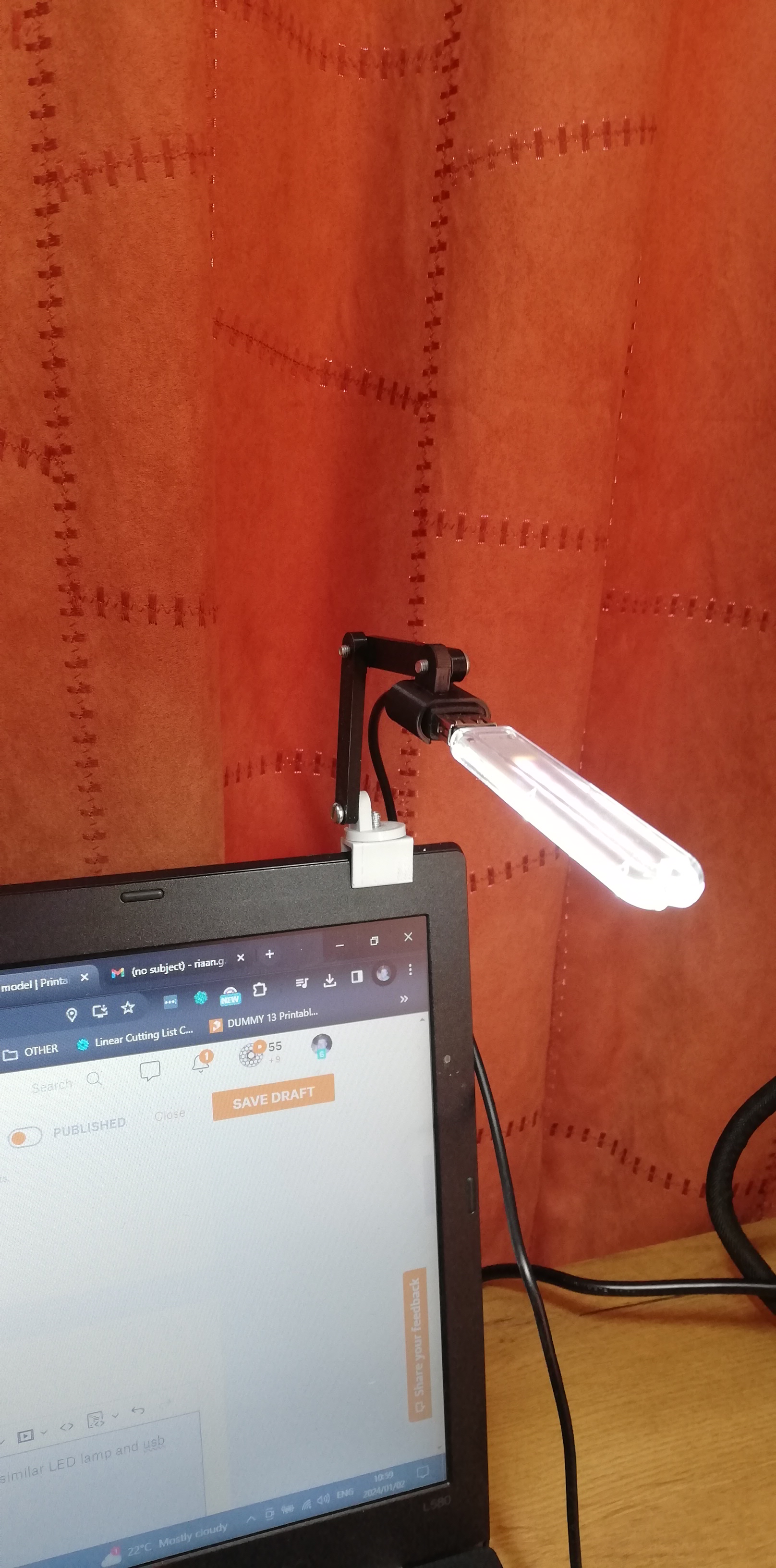 LED Laptop Clamp Light by 3D-ARC@Riaan | Download free STL model ...