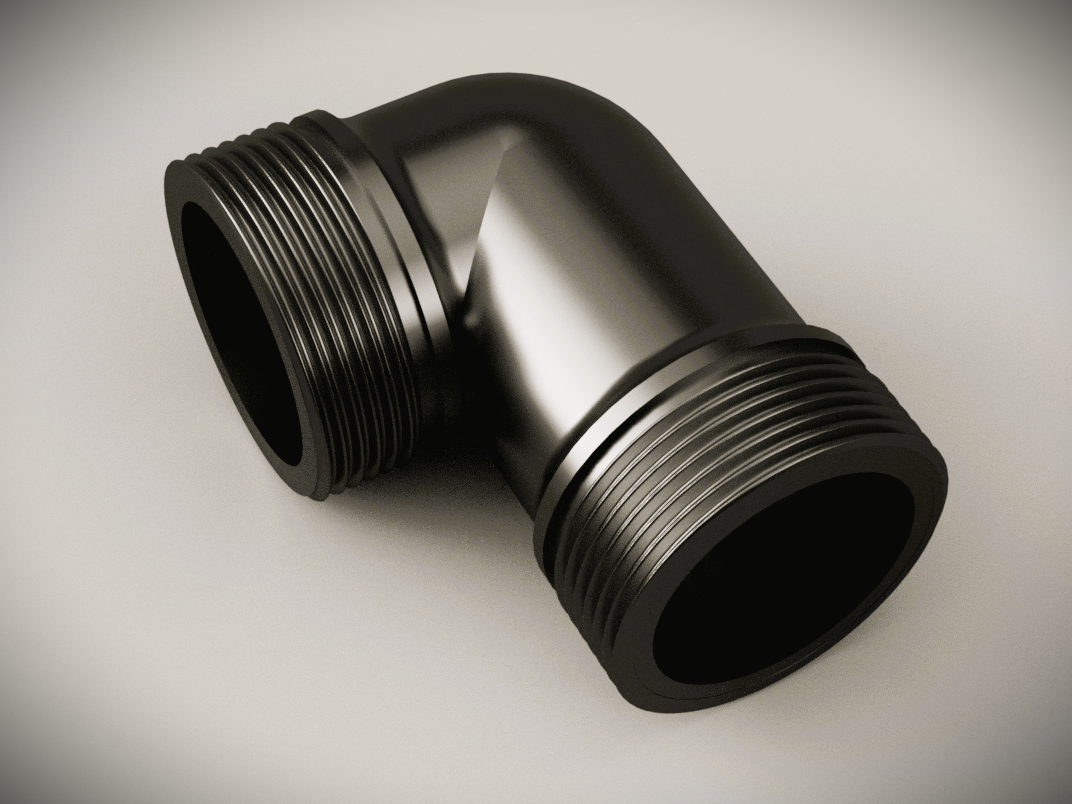 Compact 90-Degree Bent Pipe with 1 1/2" (3/2") BSP Threads (for Water ...