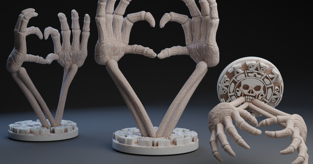 Skeleton hands making heart shape by Peter Farell | Download free STL ...