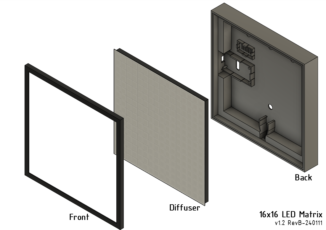 16x16 LED Matrix Frame with Diffuser Grid by fractalnoise | Download ...